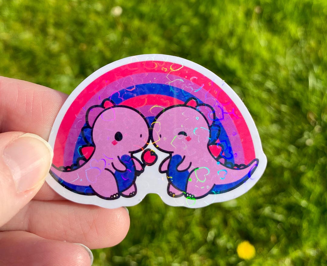 Bisexual Dinosaur Couple Sticker | Cute LGBTQ Pride Vinyl Sticker ...