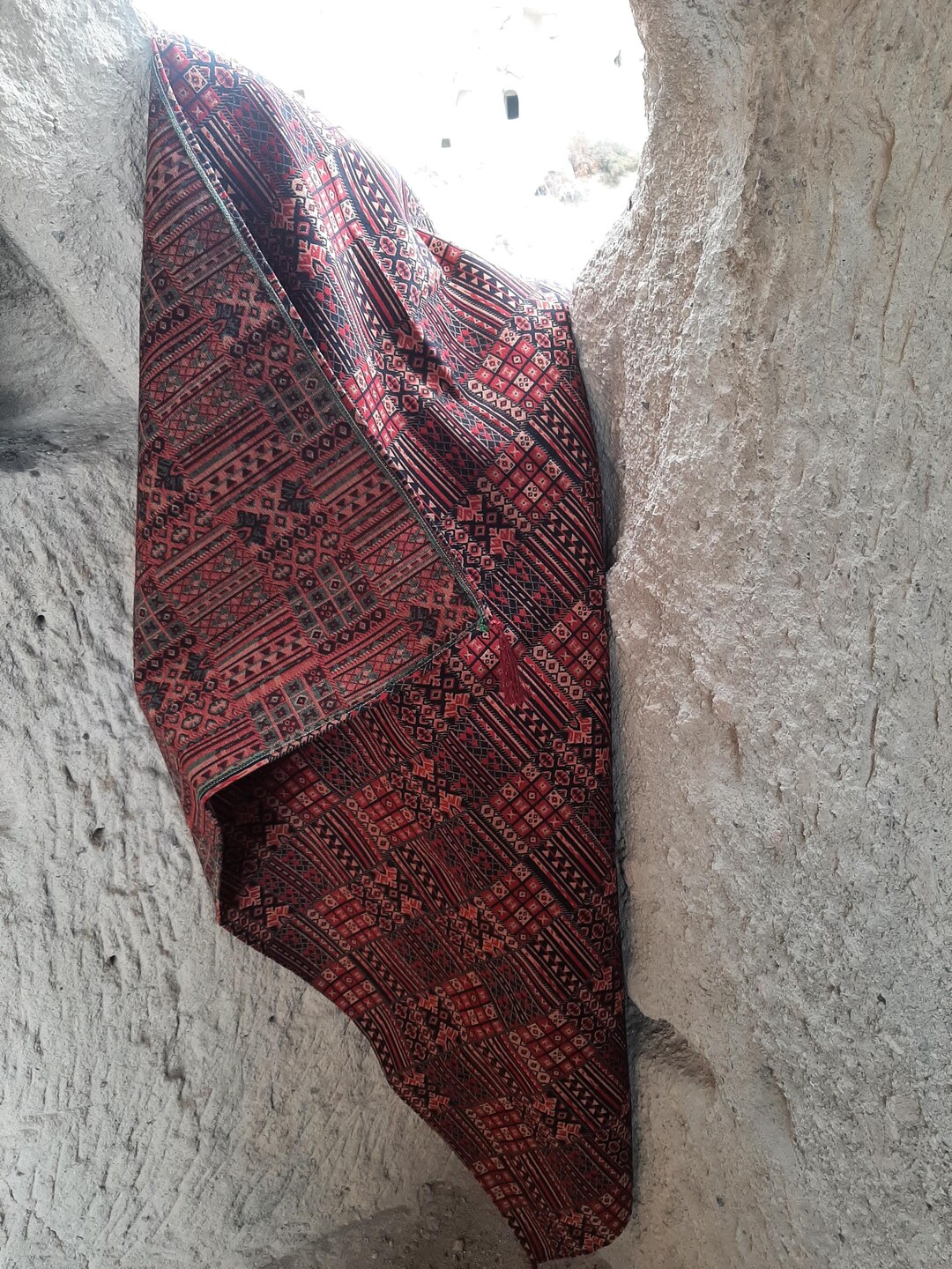Handwoven Red and Black Kilim Couch Cover, Bohemian Geometric Throw ...