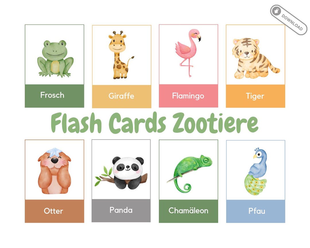 Picture Cards Zoo Animals - Flash Cards - Learning Cards for Children ...