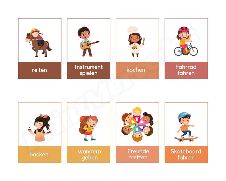 Picture Cards Hobbies - Flash Cards - Learning Cards for Children ...