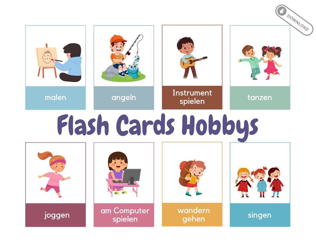 Picture Cards Hobbies - Flash Cards - Learning Cards for Children ...