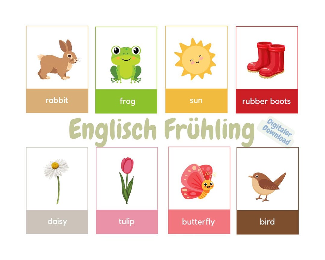 Picture Cards English Spring - Flash Cards - Learning Cards for ...