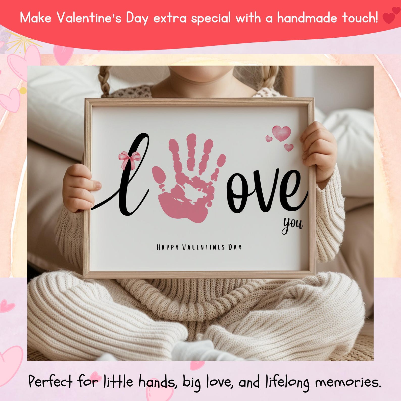 Printable Valentine Handprint Art Craft for Kids, Preschool Valentine ...