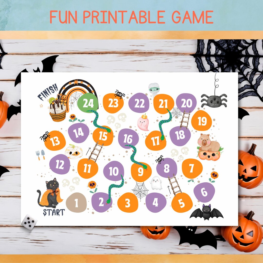 Halloween Chutes and Ladders Printable Game – Halloween Snakes and ...