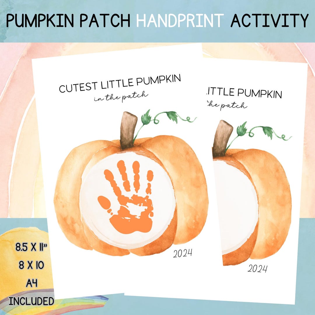2024 Cutest Pumpkin Handprint Picture Art PRINTABLE - Fall Handprint ...