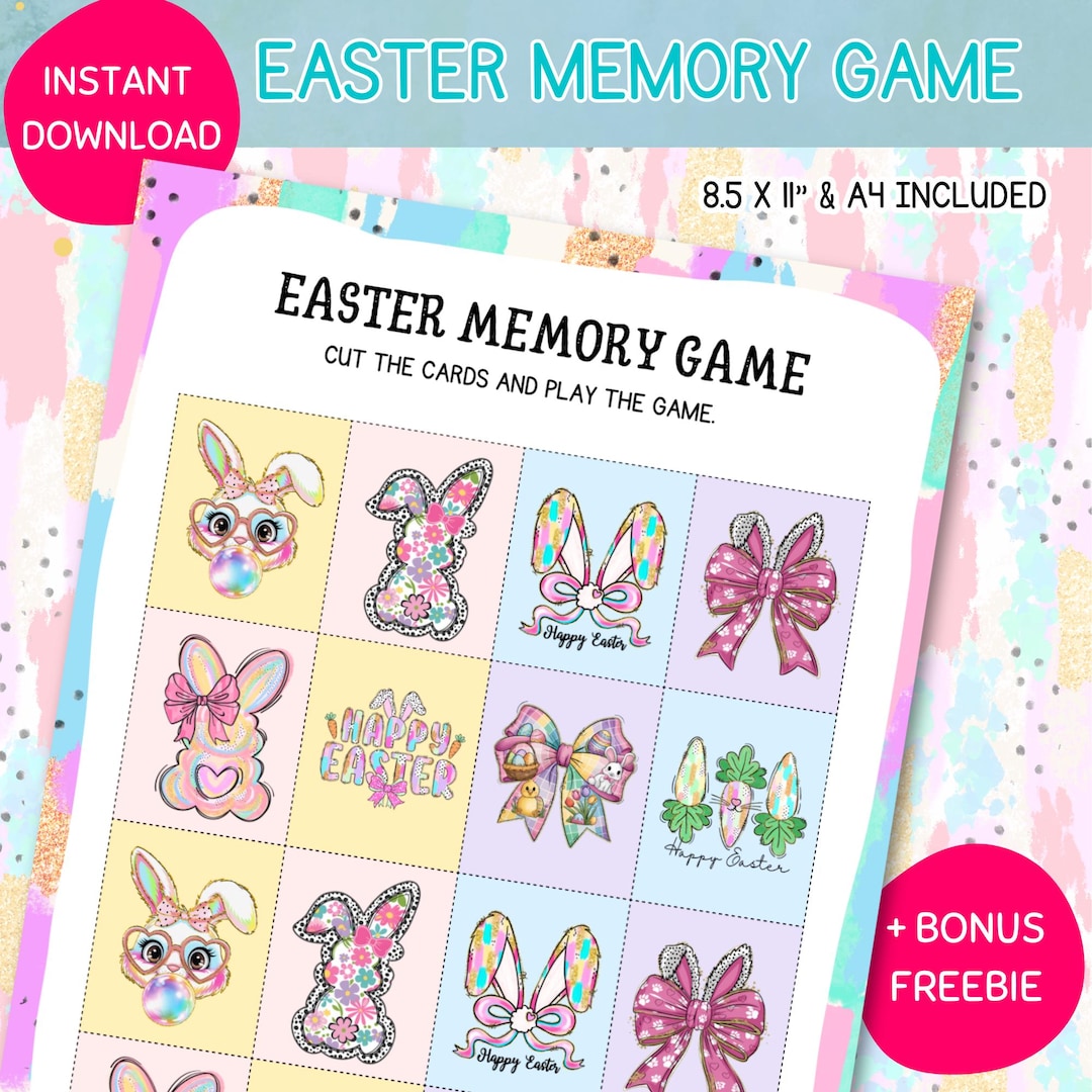Easter Memory Card Game Printable Memory Match Game for Kids, Memory ...