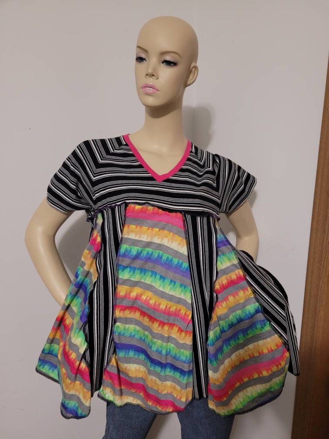 Funky Wear Upcycled Tunic Top Swirly Fun Twirly Colorful Artwear One of ...