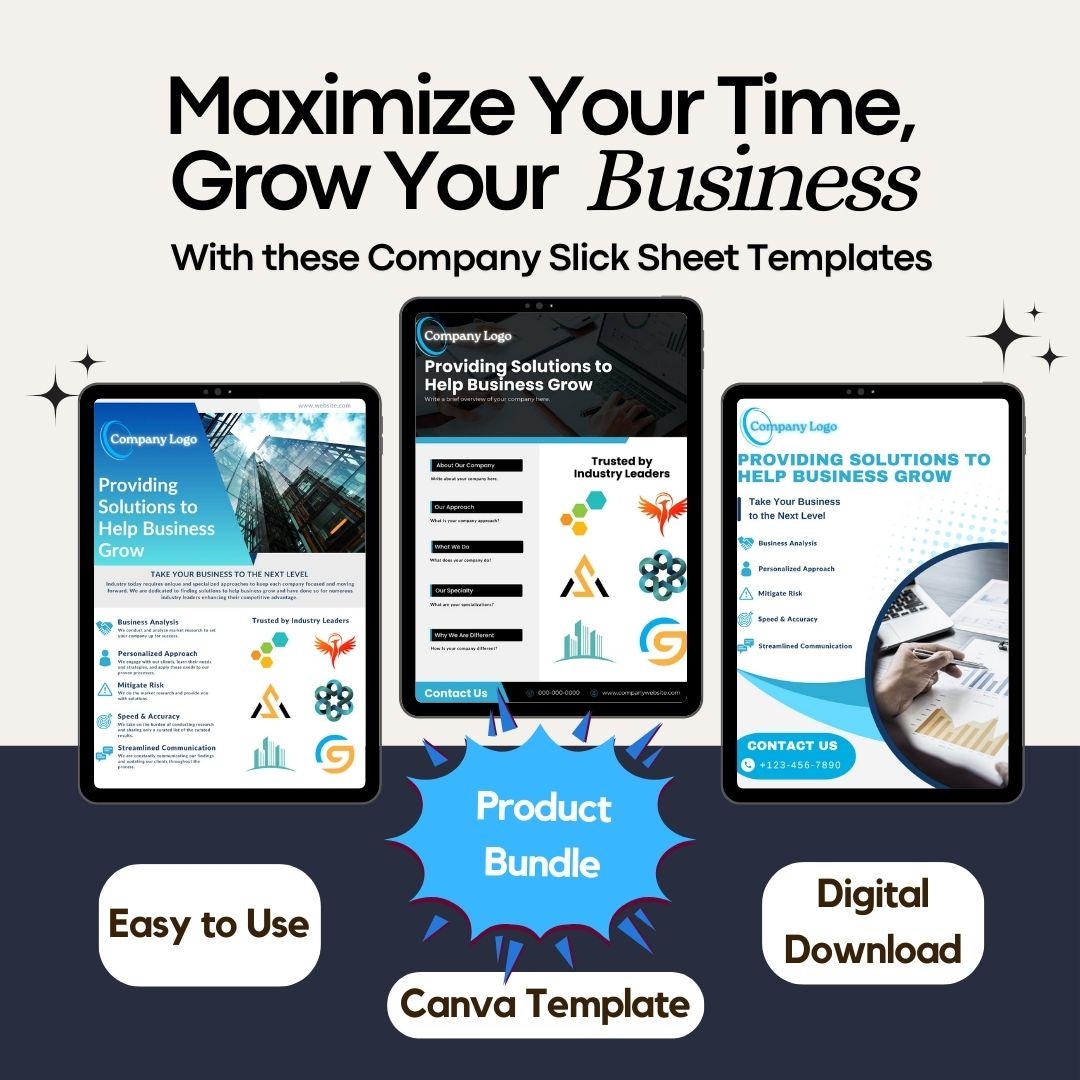 Three Company Slick Sheet Templates - Etsy