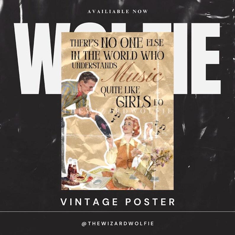 1950s Vintage Music Pin up Poster Edit Handmade PNG Wallpaper Poster ...