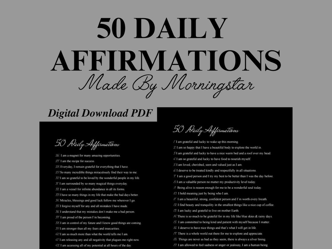 50 Daily Affirmations Digital Download PDF Made by Morningstar - Etsy