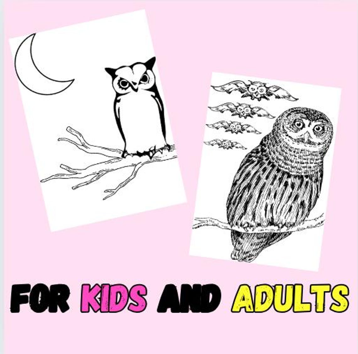 12 Printable Coloring Pages of Cute Owls, for Adults and Children, Owl ...