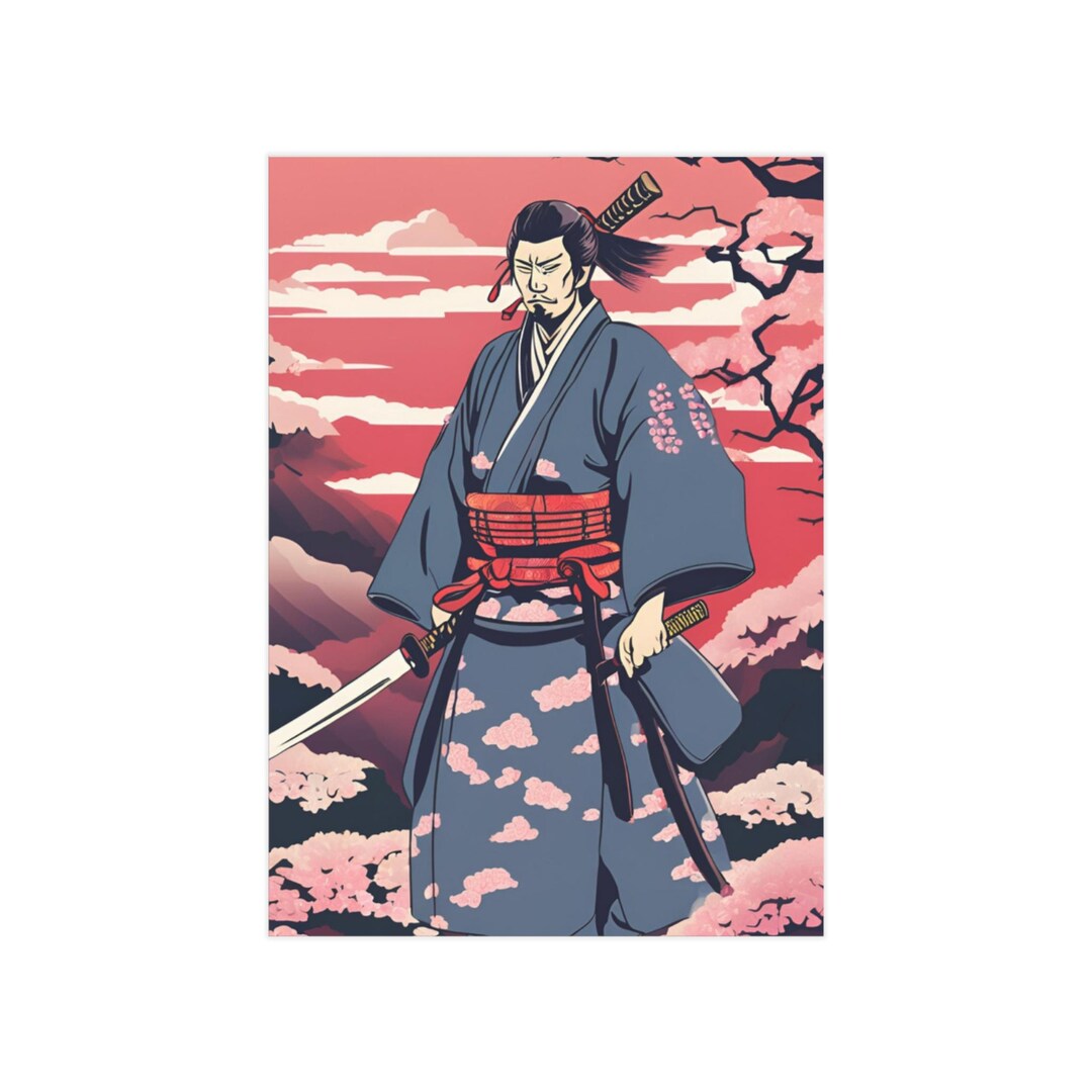 Postcard Samurai Art Print, Japanese Warrior Wall Decor, Unframed ...