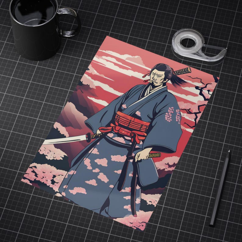 Postcard Samurai Art Print, Japanese Warrior Wall Decor, Unframed ...