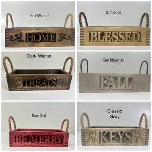 Custom Fall Wooden Box With Rope Handles gift, Housewarming, Thankful ...