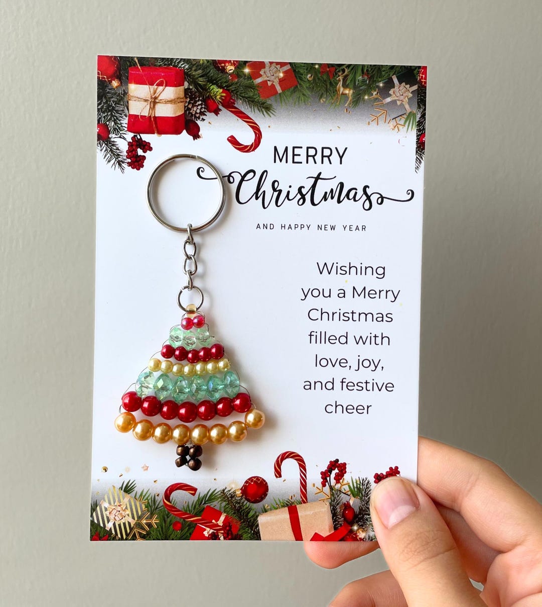 Beaded Christmas Tree Favors Keychain in Bulk for Guests Personalized ...