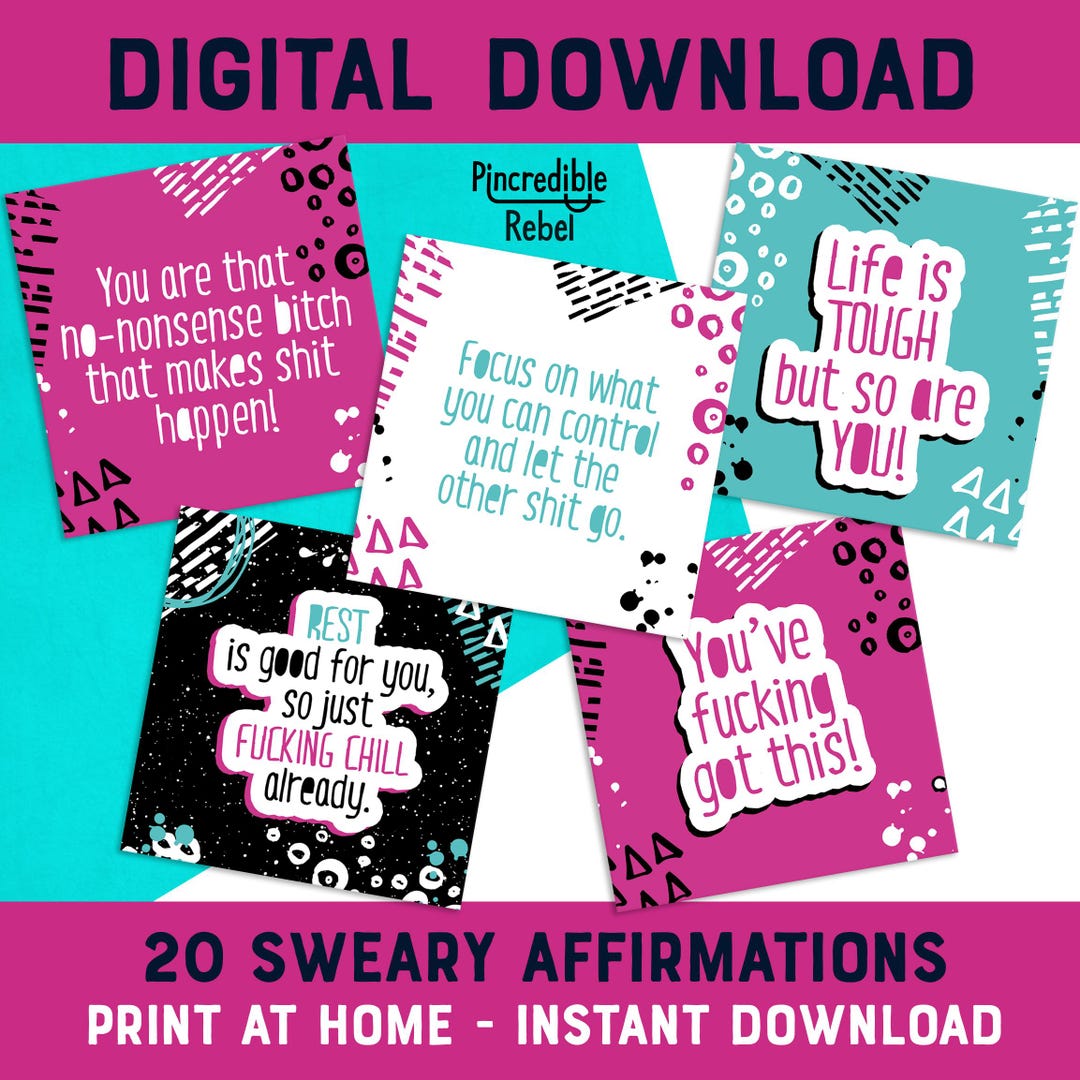 Sweary Affirmation Cards – Digital Download - Print-at-home ...