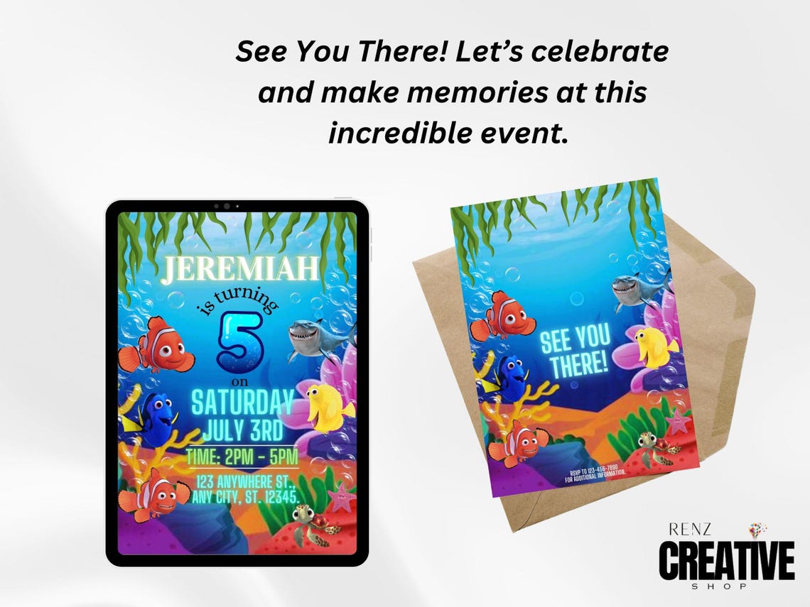 Editable Finding Nemo Birthday Invitation Template - Digital Instant ...