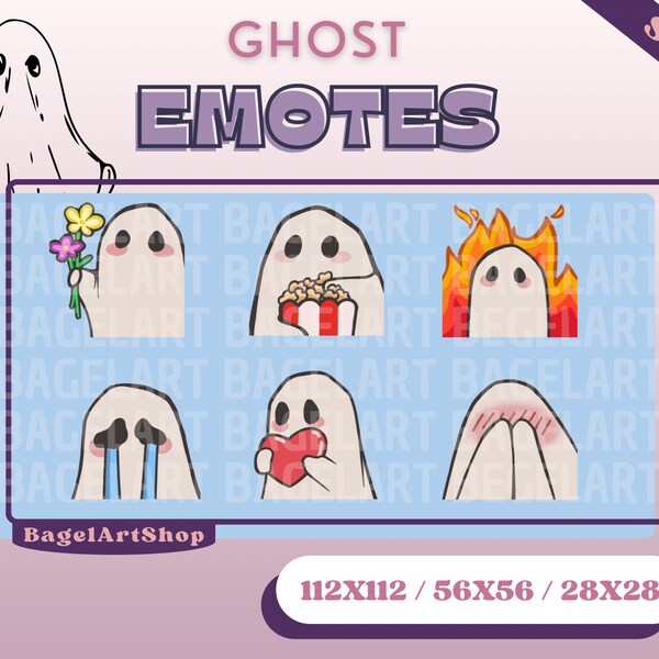 ANIMATED Ghost Pack Emotes for Twitch and Discord ! Cute Chibi Ghosts ...