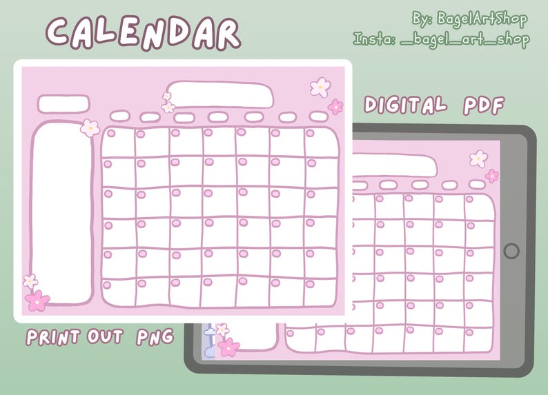 Digital Calender- 3 Different Designs - Cute Calender - Printable ...