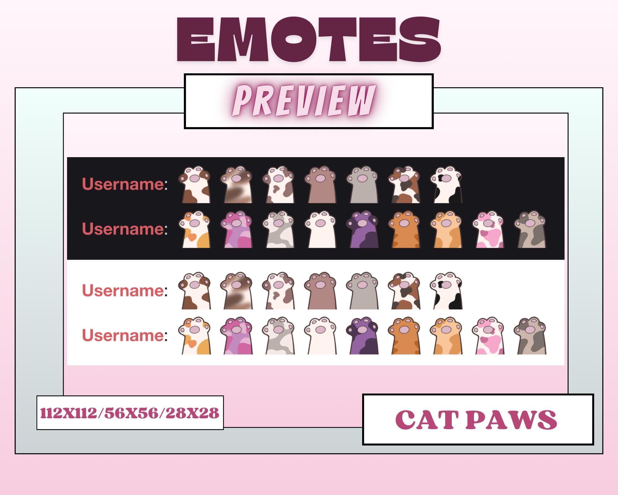 16 Cute Cat Paw Emotes and Badges Twitch Youtube Discord Cat Paw Emote ...