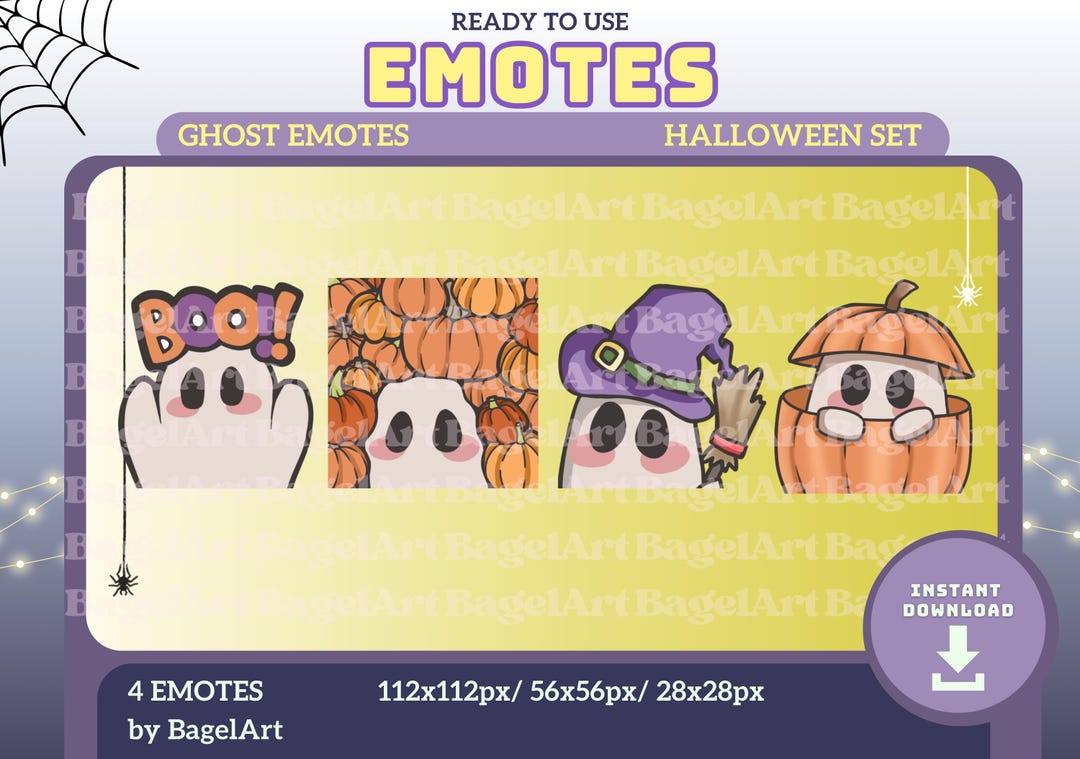4 Cute Ghost Emotes - Halloween - Twitch - Youtube - Discord - Emotes ...