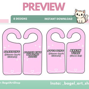 Pre- Designed Door Hangers - Cute Pink Room Tags - Door Signs - Message ...