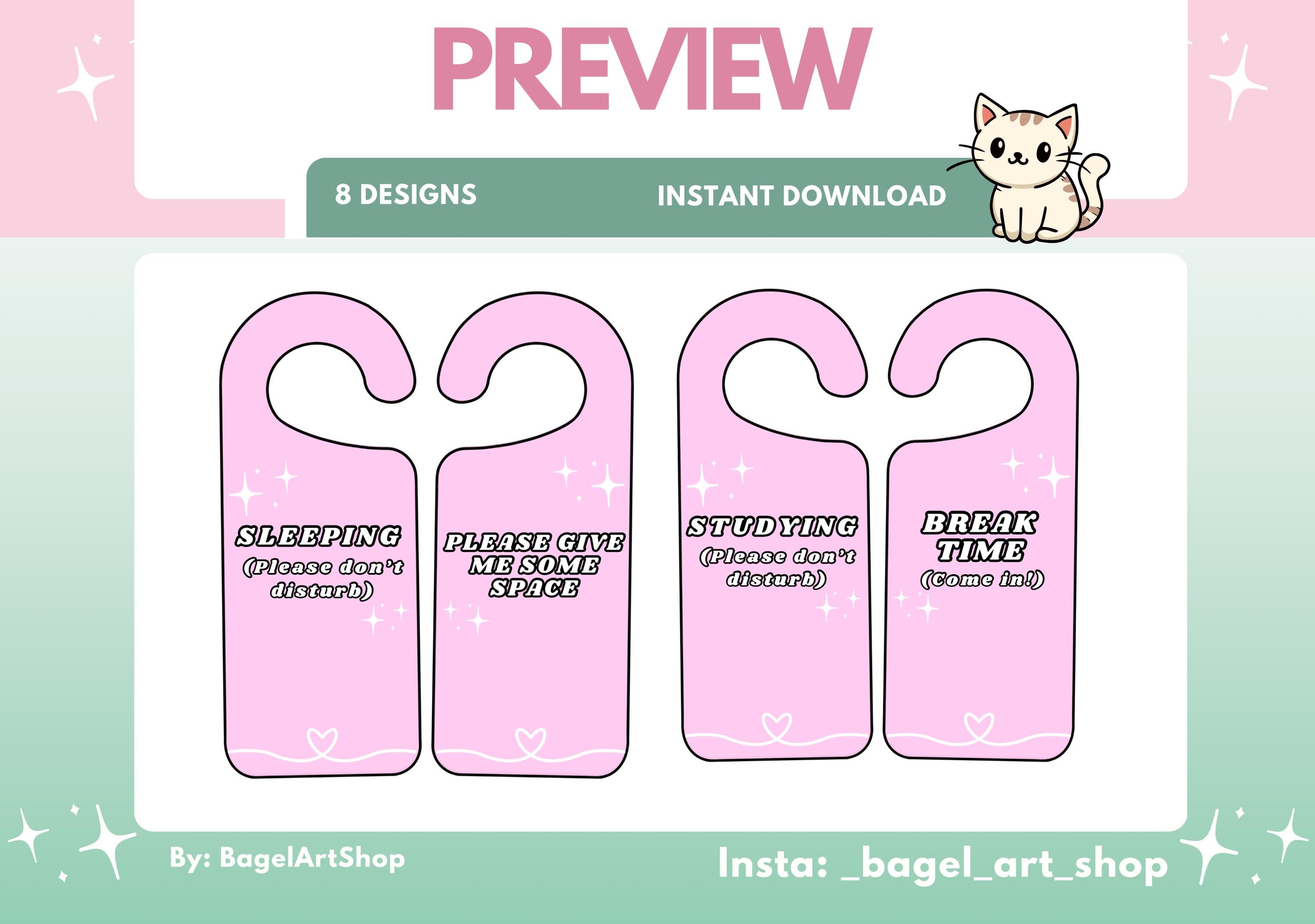 Pre- Designed Door Hangers - Cute Pink Room Tags - Door Signs - Message ...