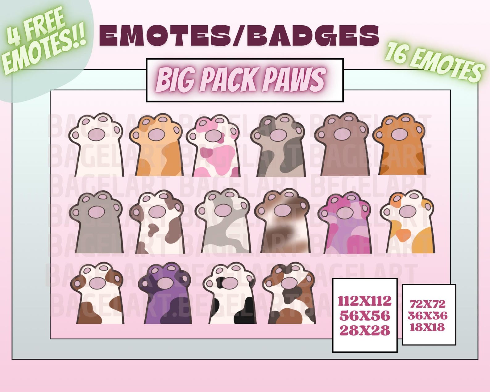 16 Cute Cat Paw Emotes and Badges Twitch Youtube Discord Cat Paw Emote ...