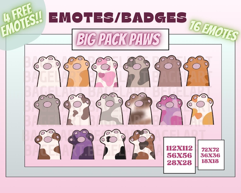 16 Cute Cat Paw Emotes and Badges Twitch Youtube Discord Cat Paw Emote ...