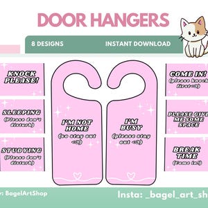 Pre- Designed Door Hangers - Cute Pink Room Tags - Door Signs - Message ...