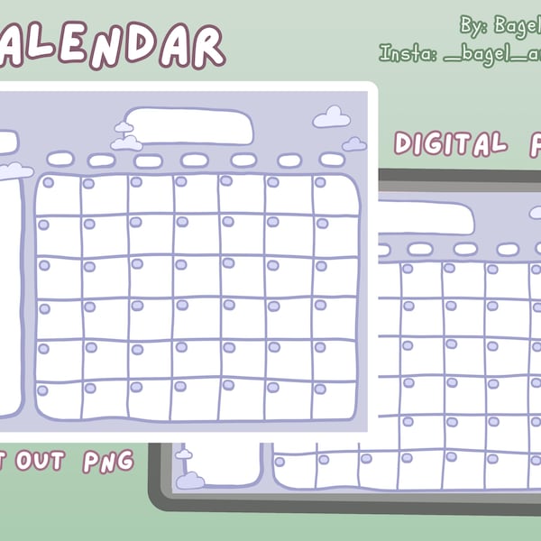 Digital Calender 3 Different Designs Cute Calender Printable Calender ...