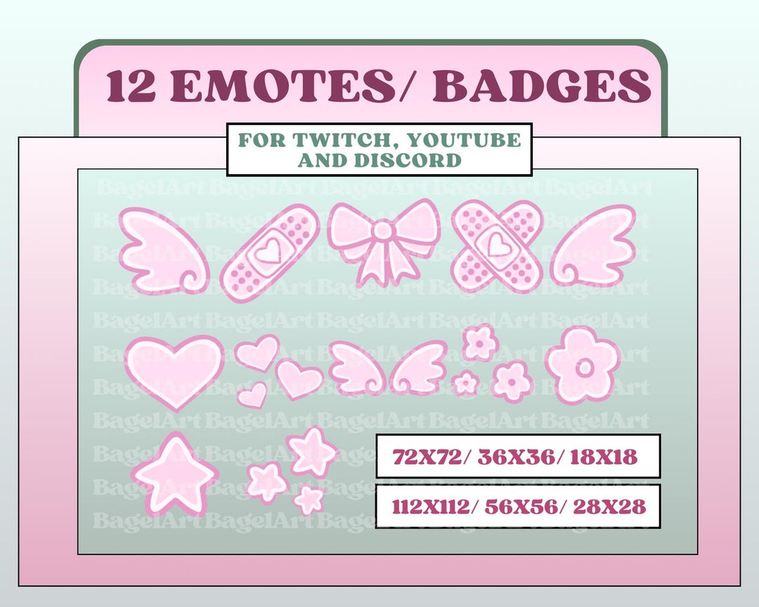 12 Cute Pink Emotes Badges Twitch Youtube Discord Pink Emote Set Emote ...