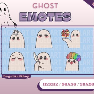 6 Cute Ghost Emotes - Twitch Youtube Discord - Ghost Emote Set - Emote ...