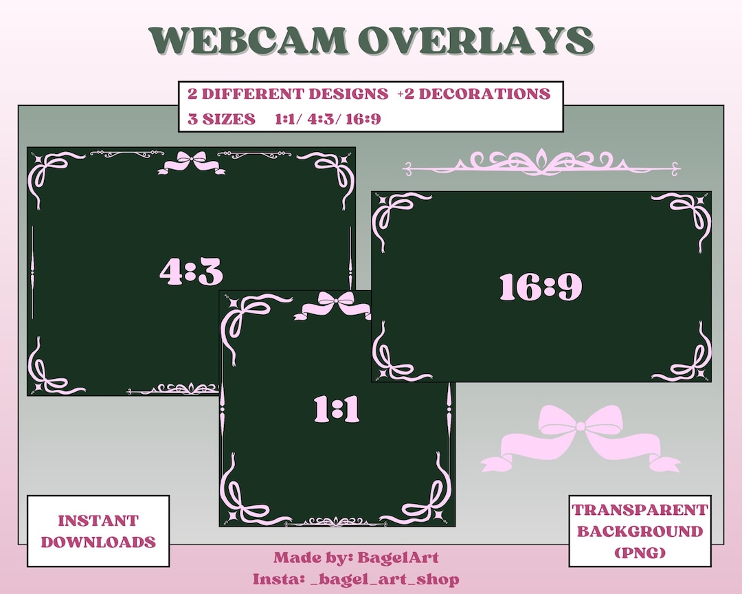 Cam Overlays - Cute Bow Stream Deco - Cam Borders - Stream Assets ...