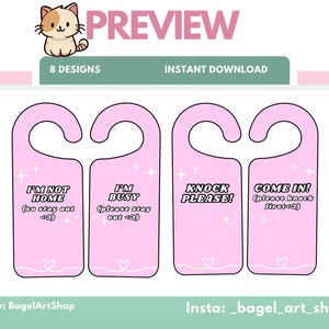 Pre- Designed Door Hangers - Cute Pink Room Tags - Door Signs - Message ...