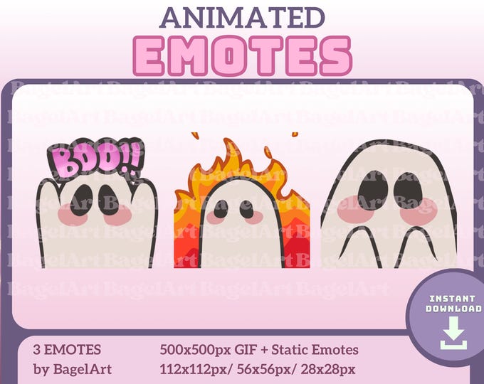 3 Animated Emotes - Ghost Emotes - Emotes for Streaming - Twitch ...