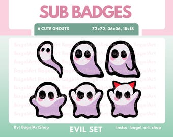 5 Cute Ghost Badges - Twitch - Youtube - Discord - Ghost Set - Badges ...