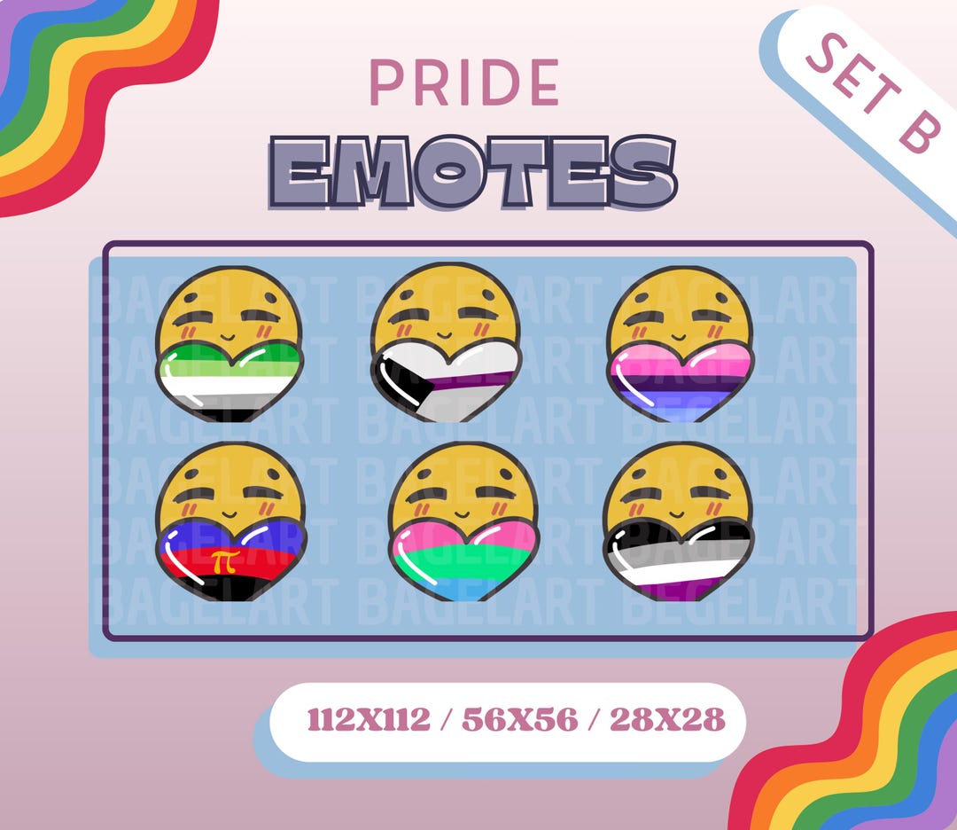 6 Cute Pride Heart Emotes - Twitch Youtube Discord - Pride Emote Set ...