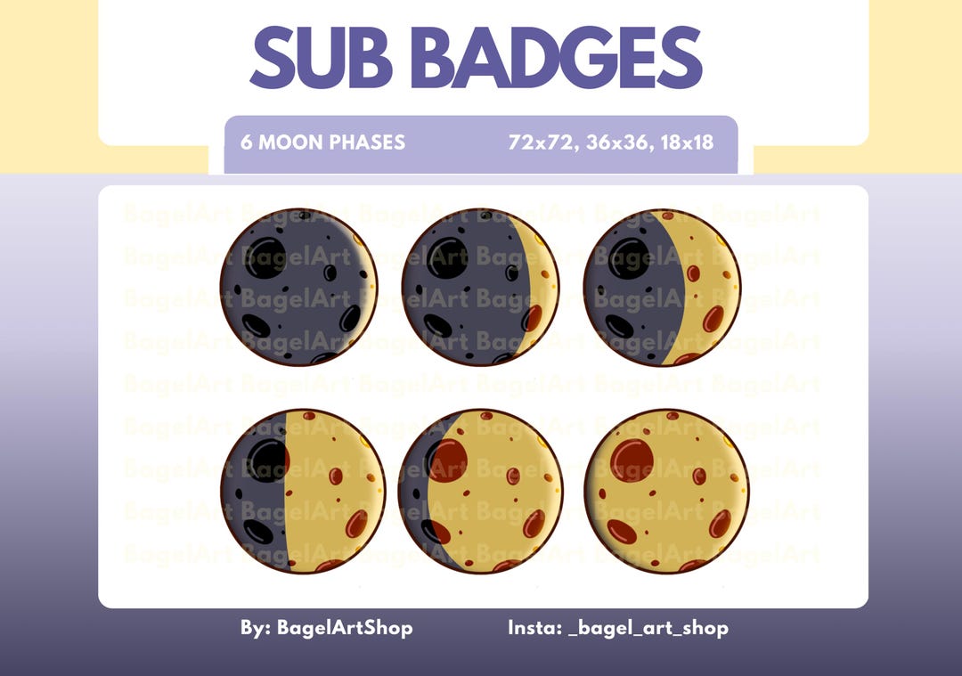 6 Moon Badges - Twitch - Youtube - Discord - Moon Set - Badges for ...