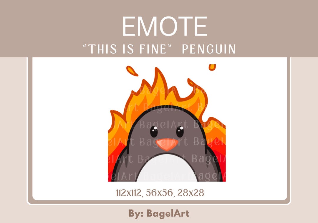 Penguin Emote - Static Emote - This is Fine - Emote for Streaming ...