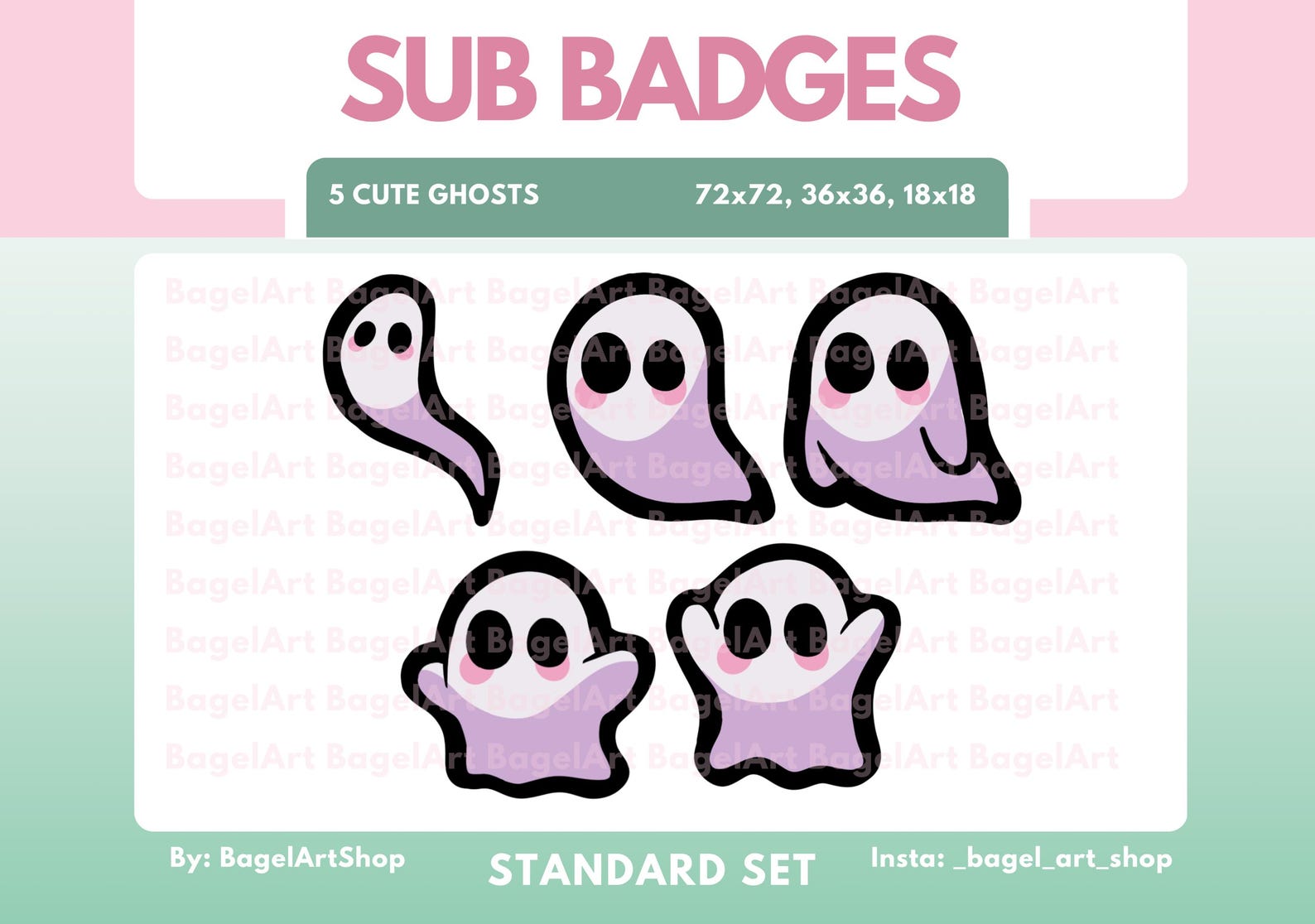 5 Cute Ghost Badges - Twitch - Youtube - Discord - Ghost Set - Badges ...