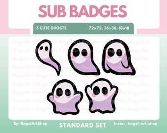 5 Cute Ghost Badges - Twitch - Youtube - Discord - Ghost Set - Badges ...