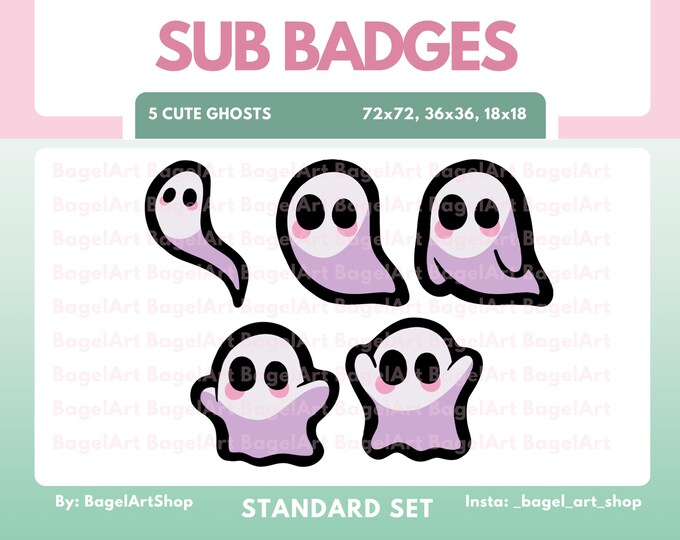 5 Cute Ghost Badges - Twitch - Youtube - Discord - Ghost Set - Badges ...
