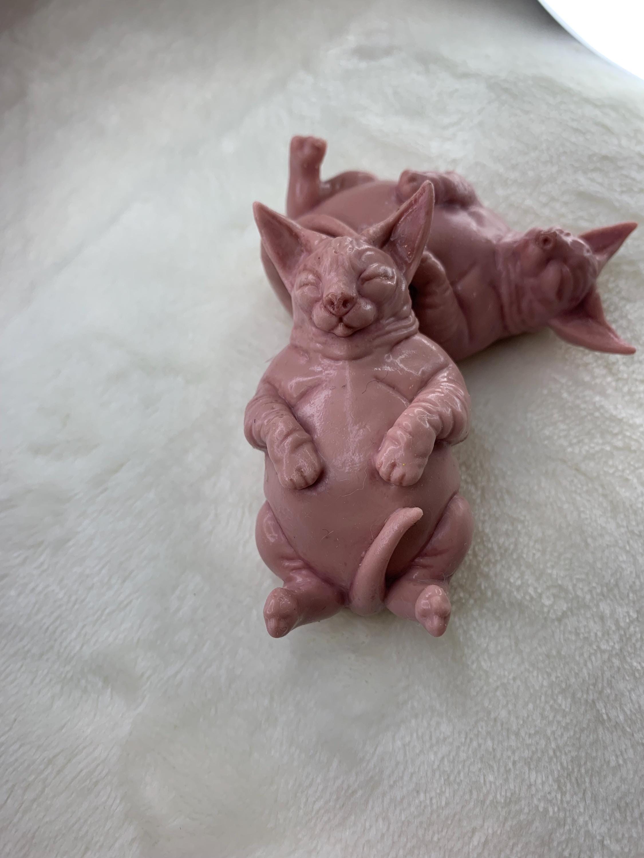 Handmade Sphynx Cat Silicone Squishy, Kawaii Silicone Stress Relief Toy ...