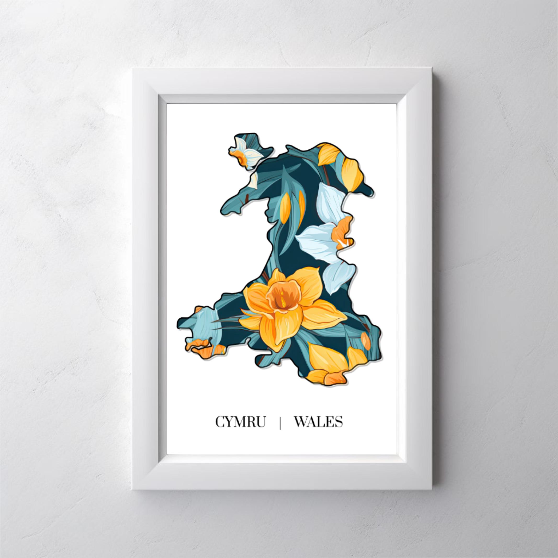 Wales Map With Daffodil Print | Digital Product | Designed in Wales - Etsy