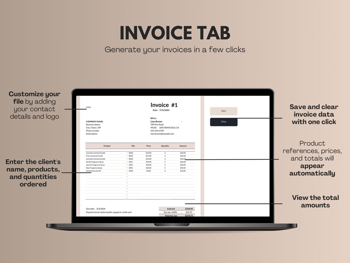Automated Invoice Template Editable Small Business Invoice Invoice Template Google Sheets Simple ...