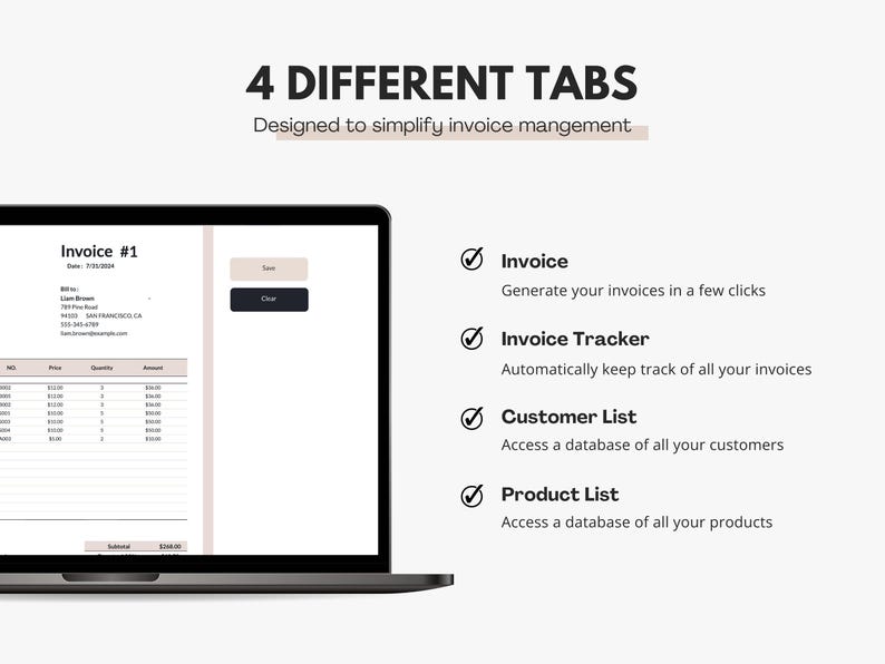 Automated Invoice Template | Editable Small Business Invoice | Invoice ...