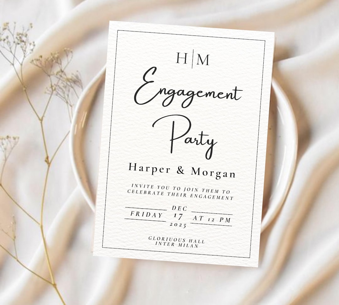 Cherished Initials Engagement Invitation, Monogrammed Engagement ...