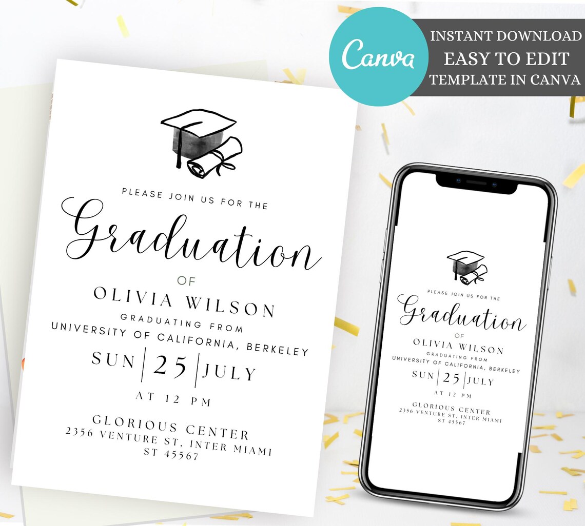 Graduation Party Invitation Template, Personalized Graduation ...