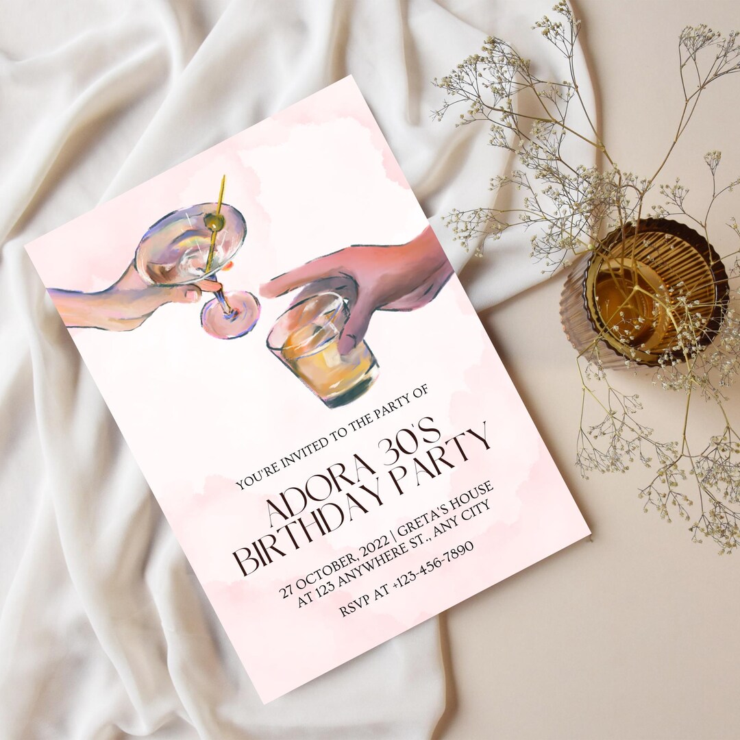 Modern Birthday Party Invitation, Editable Printable Template, Hand ...